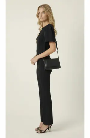 MODENAIRE Embellished Cutout Flared Leg Jumpsuit