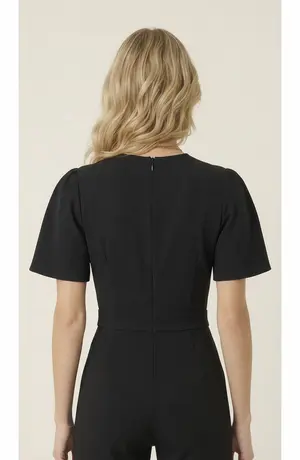 MODENAIRE Embellished Cutout Flared Leg Jumpsuit
