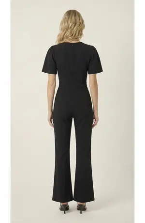 MODENAIRE Embellished Cutout Flared Leg Jumpsuit