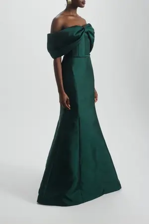 Amsale Off-the-shoulder Bow Gown - Hunter