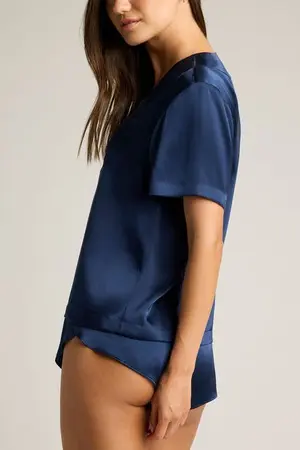 NEGATIVE UNDERWEAR Eclipse Washable Silk V-top - Navy