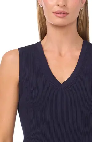 Halogen Rib Knit Sleeveless Sweater - Baritone Blue