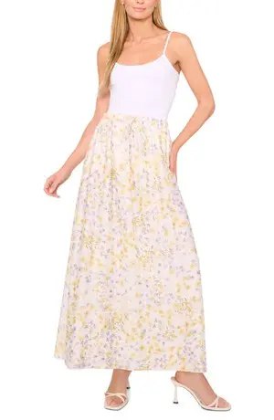 Halogen Drawstring Waist Maxi Skirt - Egret