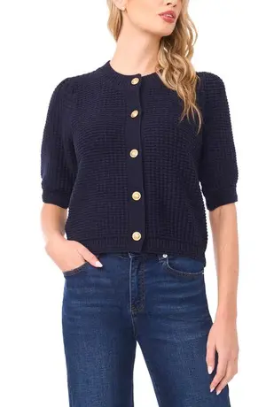 Halogen Button-front Sweater - Baritone Blue