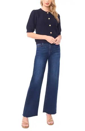 Halogen Button-front Sweater - Baritone Blue