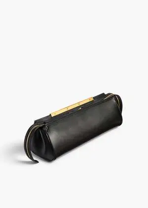 Khaite Donna Leather Evening Clutch - Black