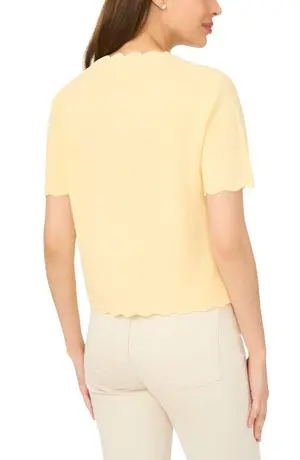 CECE DUPRAZ Scalloped Short Sleeve Cardigan
