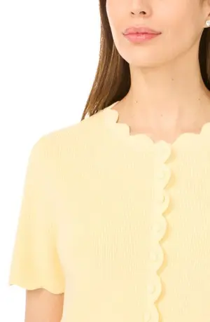 CECE DUPRAZ Scalloped Short Sleeve Cardigan