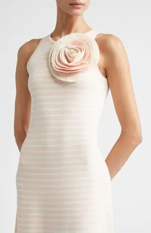Lela Rose Rose Detail Sleeveless Sweater Dress - Blush Multi