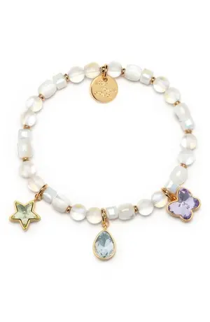 LITTLE WORDS PROJECT Crystal Charm Beaded Stretch Bracelet - White