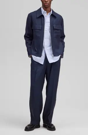 Nn07 Alban 1808 Canvas Zip-up Shirt Jacket - Deep Navy