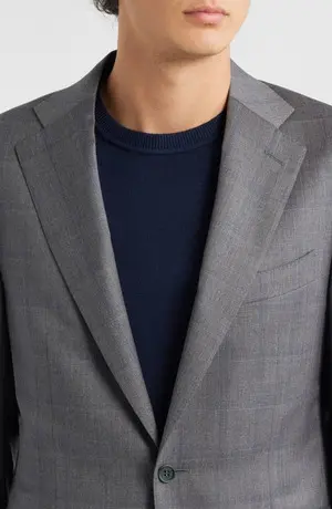 Canali Capri Trim Fit Shadow Plaid Wool Suit - Grey