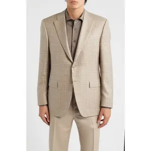 Canali Siena Regular Fit Shadow Check Wool Blend Sport Coat - Beige