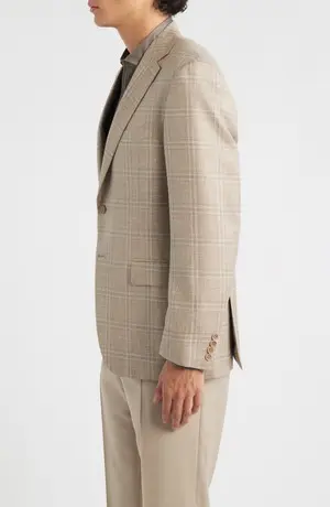 Canali Siena Regular Fit Shadow Check Wool Blend Sport Coat - Beige