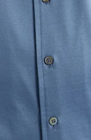 Canali Regular Fit Cotton Jersey Dress Shirt - Blue