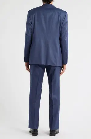 Canali Siena Regular Fit Pinstripe Blue Wool Suit - Medium Blue