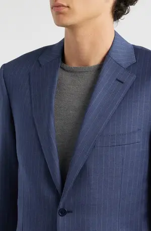 Canali Siena Regular Fit Pinstripe Blue Wool Suit - Medium Blue