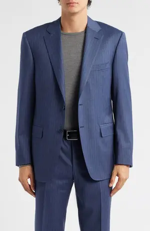 Canali Siena Regular Fit Pinstripe Blue Wool Suit - Medium Blue