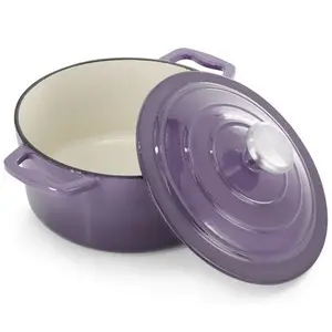 MEGACHEF 2.7 Quart Round Enameled Cast Iron Casserole - Purple