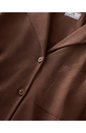 PETITE PLUME Olivia Featherweight Pima Cotton Short Pajamas - Brown