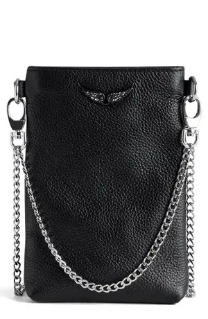 Zadig&Voltaire Rock Pebbled Leather Phone Pouch - Black