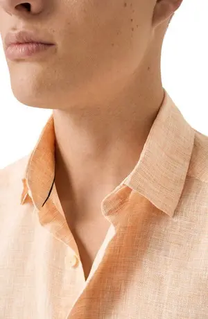 Eton Regular Fit Linen Dress Shirt - Medium Orange