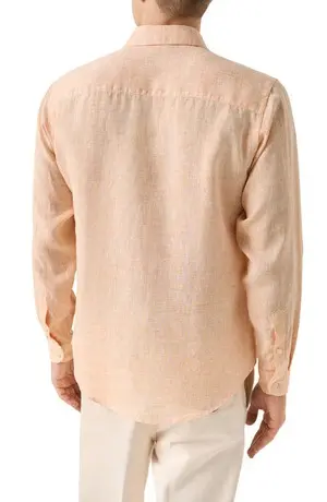 Eton Regular Fit Linen Dress Shirt - Medium Orange