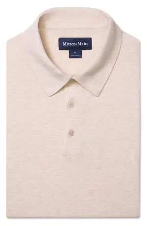 Mizzen+main Ashe Cotton Blend Performance Sweater Polo - Oat Heather
