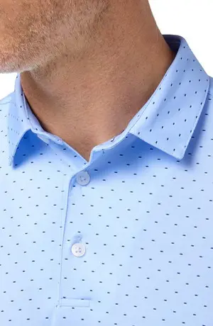 Mizzen+main Versa Trim Fit Performance Golf Polo - Cloud Blue Stacked Geo