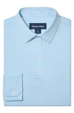 Mizzen+main Harper Long Sleeve Performance Polo - Cloud Blue