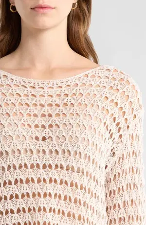 PACSUN Willa Cotton-blend Open Stitch Sweater - Ivory
