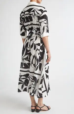 Max Mara Changio Beachwear Floral Silk Midi Shirtdress