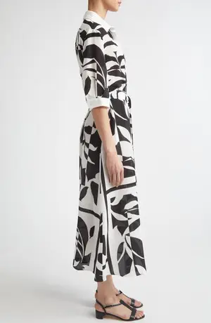 Max Mara Changio Beachwear Floral Silk Midi Shirtdress