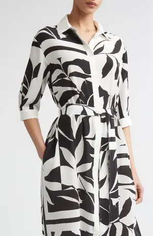Max Mara Changio Beachwear Floral Silk Midi Shirtdress