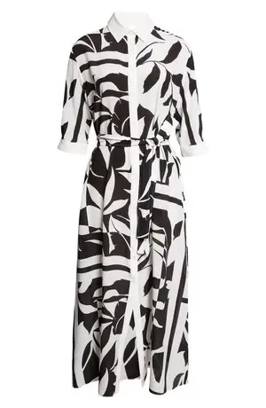 Max Mara Changio Beachwear Floral Silk Midi Shirtdress