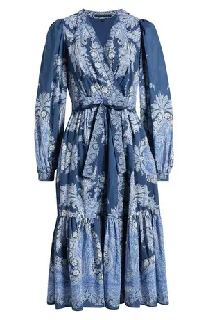 Kobi Halperin Kai Print Long Sleeve Midi Dress