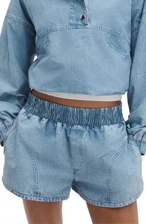 Rag & Bone Rb Miramar Flyweight Trompe L'oeil Faux Denim Shorts - Shaler