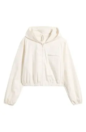 SKIMS Swiss Cotton Crop Zip Hoodie - Egret