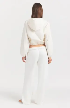SKIMS Swiss Cotton Crop Zip Hoodie - Egret