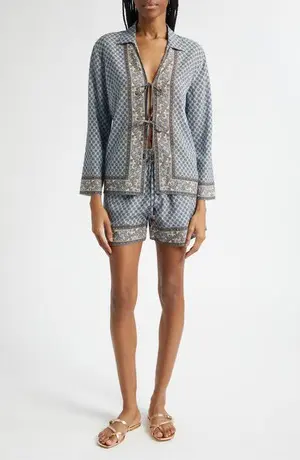 Veronica Beard Printed Drawstring Shorts