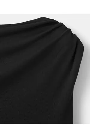 Mango Sandy Asymmetric Hem Ruched Maxi Dress - Black