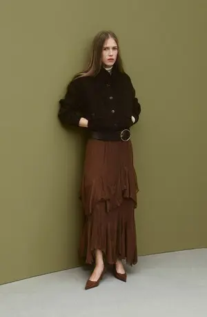 Mango Ruffled Chiffon Maxi Skirt