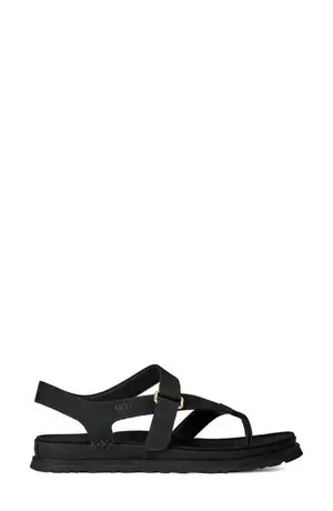 UGG Goldengaze Toe Post Leather Sandal - Black
