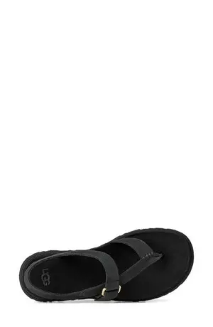 UGG Goldengaze Toe Post Leather Sandal - Black