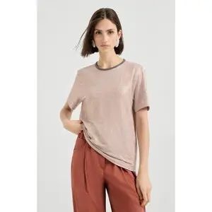 Brunello Cucinelli Striped Jersey T-shirt - Orange