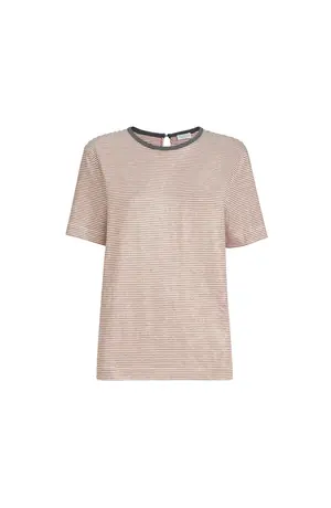Brunello Cucinelli Striped Jersey T-shirt - Orange