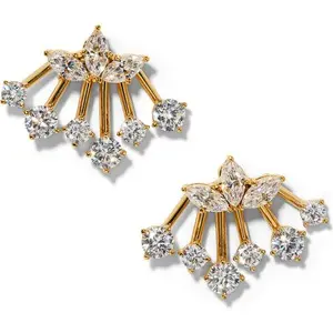 Nadri Lucia Front Back Ear Jackets - Gold
