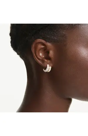 SWAROVSKI Dextera Front/back Hoop Earrings - White/gold