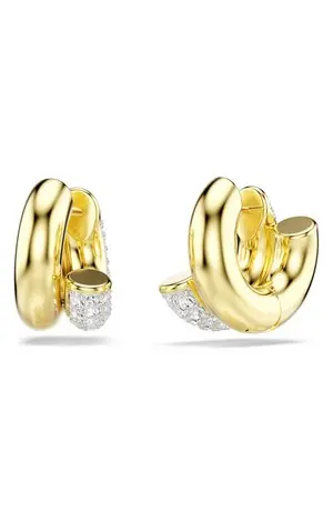 SWAROVSKI Dextera Front/back Hoop Earrings - White/gold