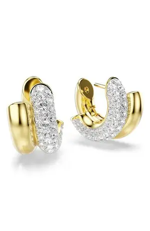 SWAROVSKI Dextera Front/back Hoop Earrings - White/gold